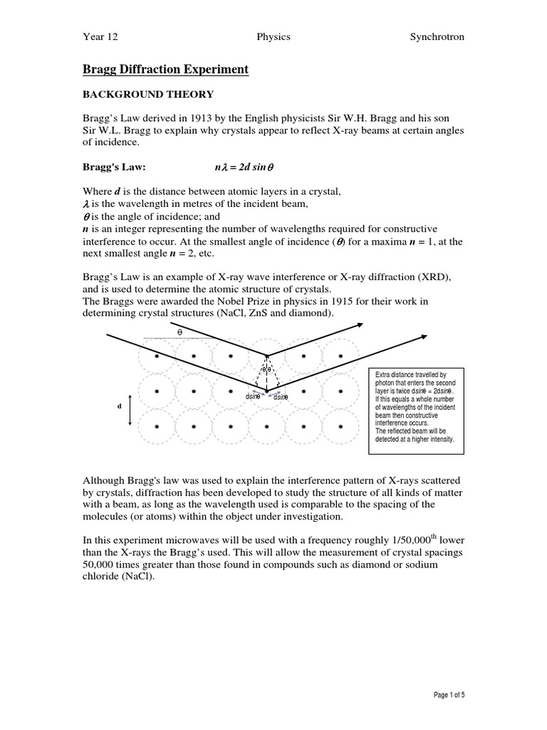 Bragg Diffraction Experiment Download Free Pdf X Ray