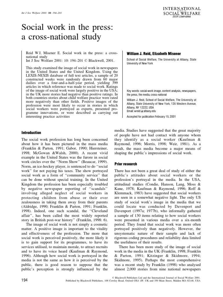 Social Work in the Press | Social Work | Newspapers