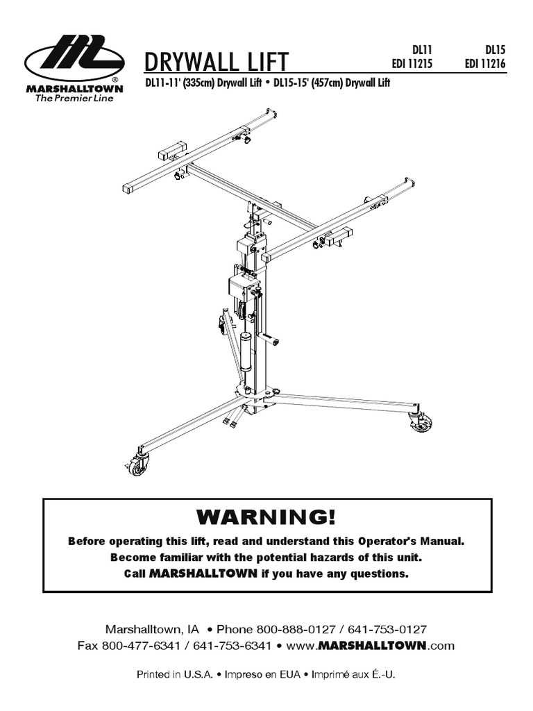 Drywall Lift Assembly & Operation Manual | PDF | Elevator | Gear