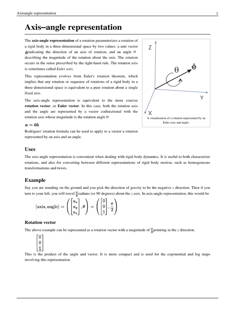 Axis-Angle Representation | PDF | Rotation | Physics