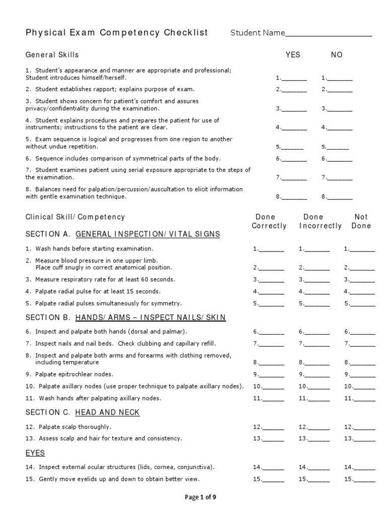 Physical Exam Checklist | PDF | Physical Examination | Thorax