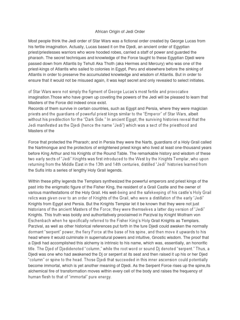 African Origin of Jedi Order | PDF | Holy Grail | Jedi