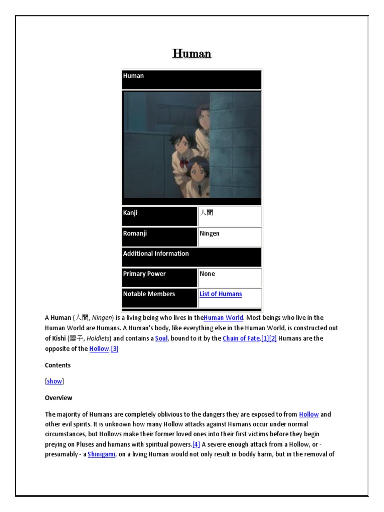 Human Characteristics in Bleach | PDF
