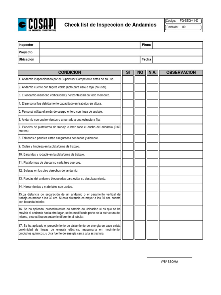 Check List de Andamios | PDF