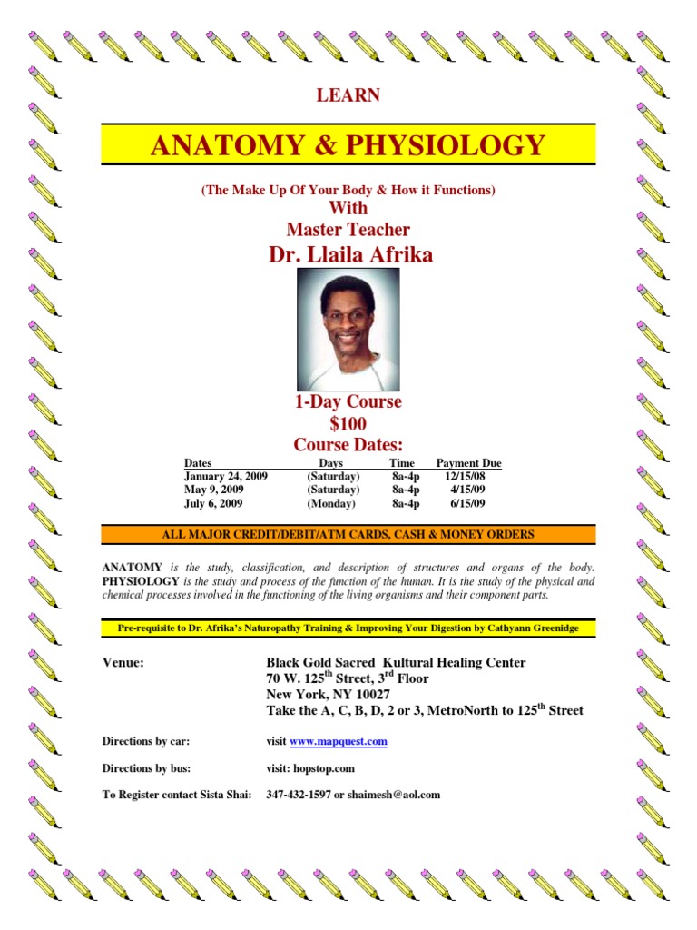 Dr. Afrika Anatomy & Physiology Flyer - USE | PDF