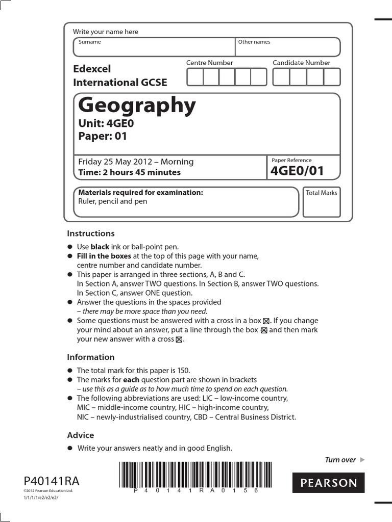 GEOGRAPHY PAST PAPER | River | Landscape