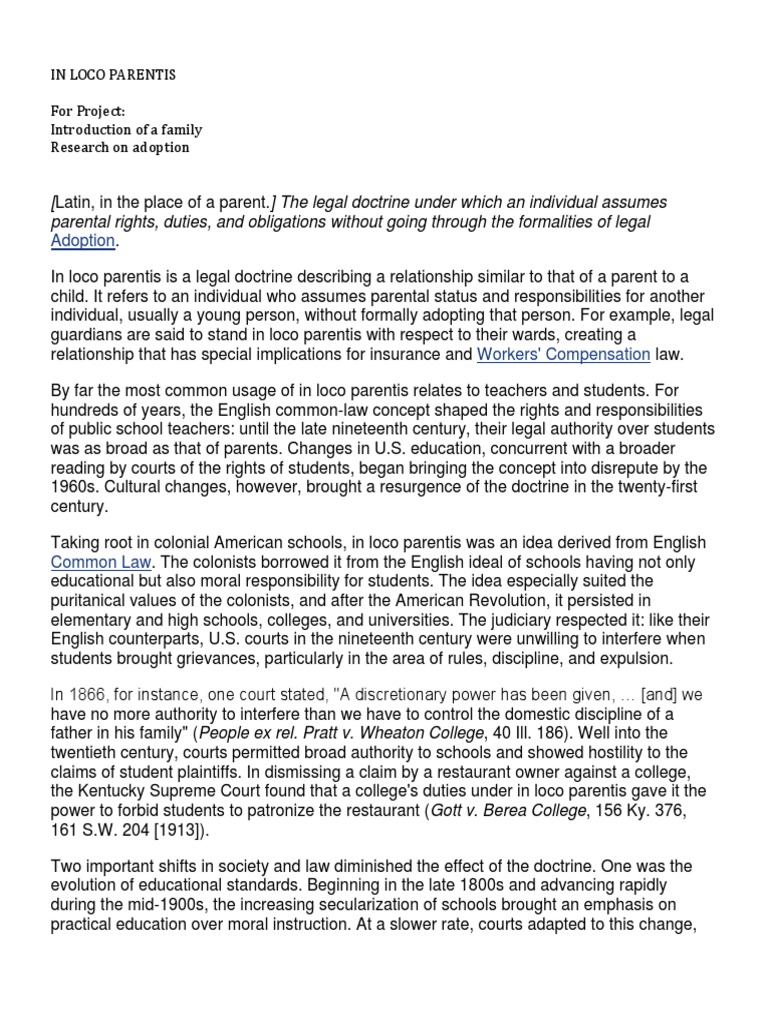 In Loco Parentis | Power Of Attorney | Legal Guardian | Free 30-day ...