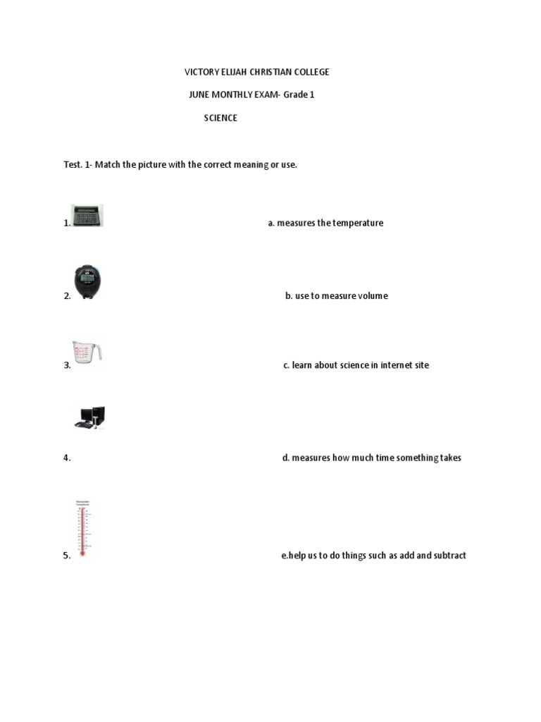 Grade One Science Test | Download Free PDF | Liquids | Rain