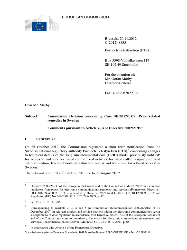 SE-2012-1379 Adopted - EN | PDF | European Commission | Voice Over Ip