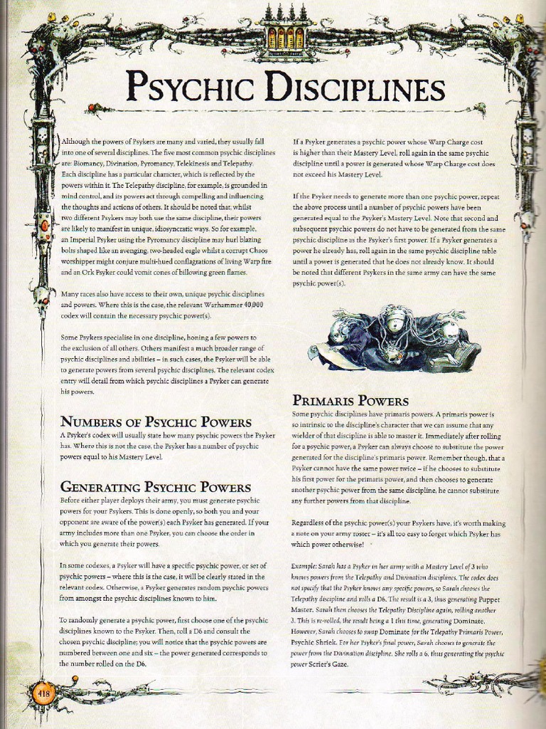 40k Warhammer 6ed Psychic Disciplines | PDF