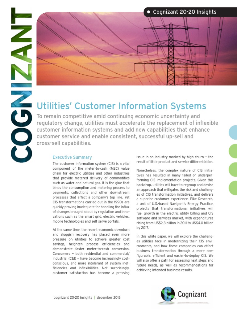 CIS Transformation: Unlocking The Value of Utilities' Customer ...