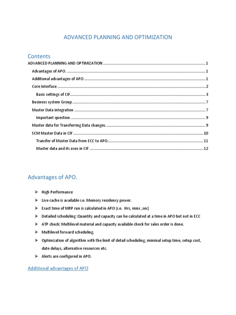 Advanced Planning and Optimization | Download Free PDF | Program ...