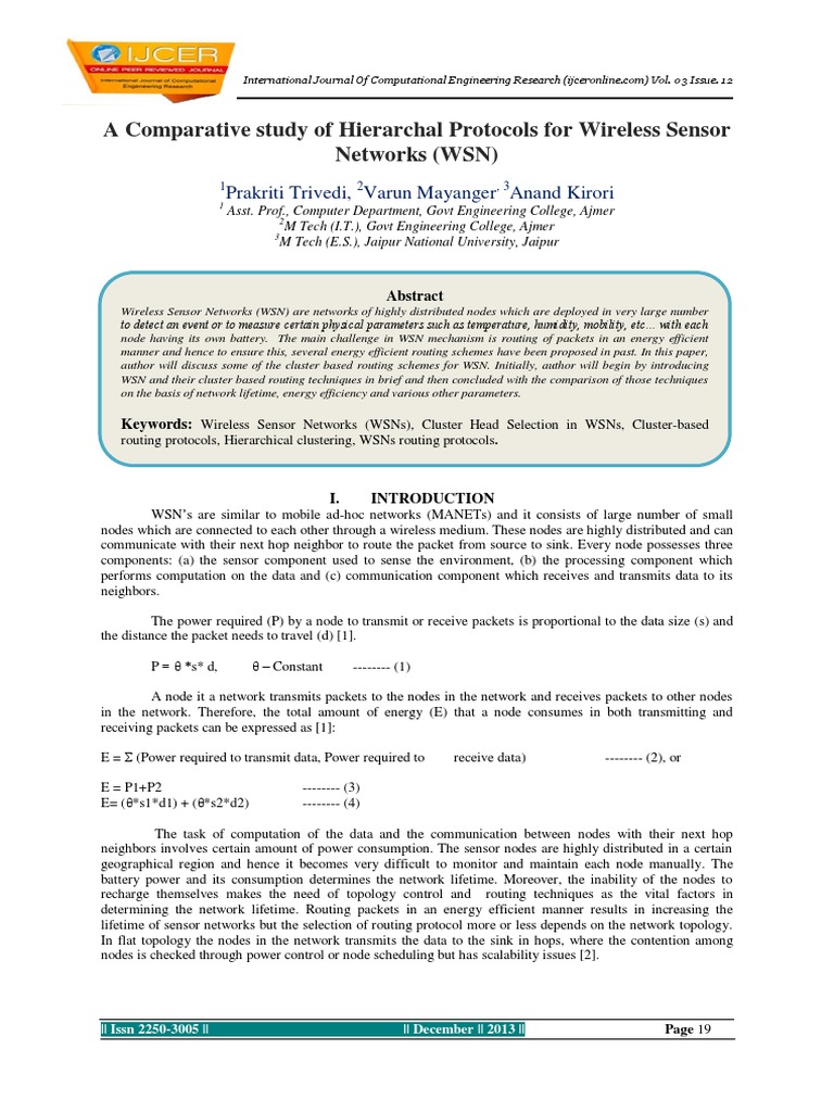 A Comparative Study of Hierarchal Protocols For Wireless Sensor Networks (WSN) | PDF | Wireless ...