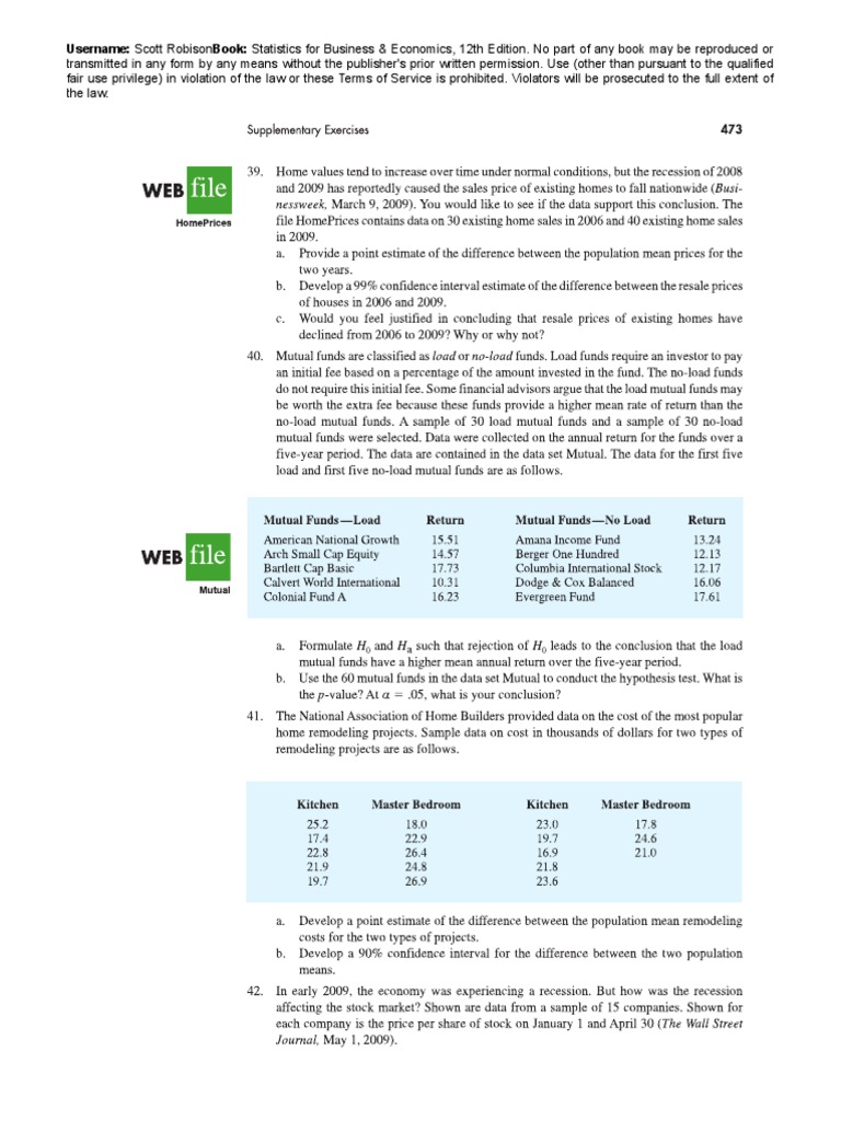 Statistics for Business & Economics Guide | PDF