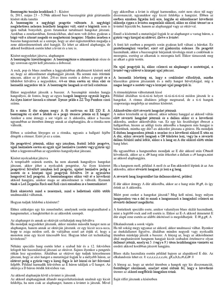 Basszusgitár Tanulás Kezdőknek Fzoleee 1 8 Pdf