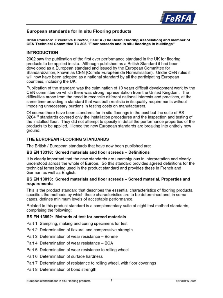 European Standards For Flooring Products | PDF | Building Engineering | Materials