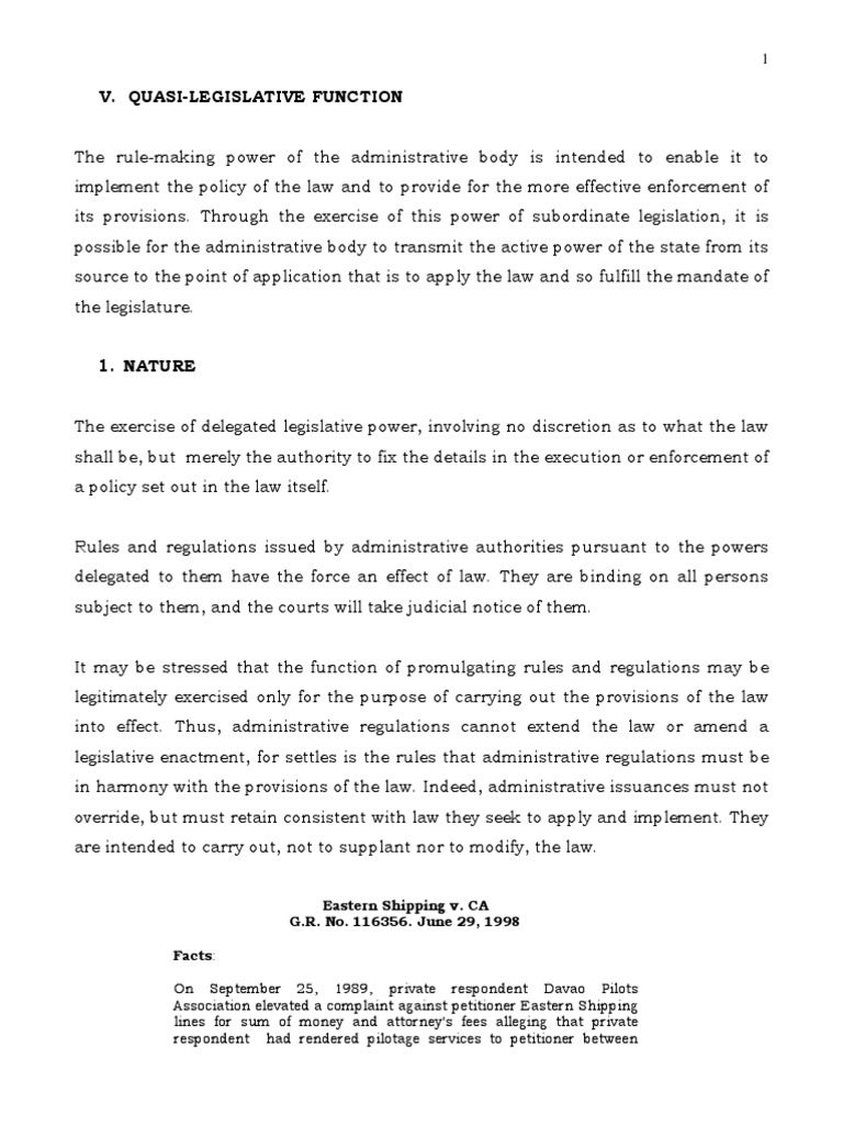 Quasi-Legislative Power in Philippine Law | PDF | Writ Of Prohibition ...