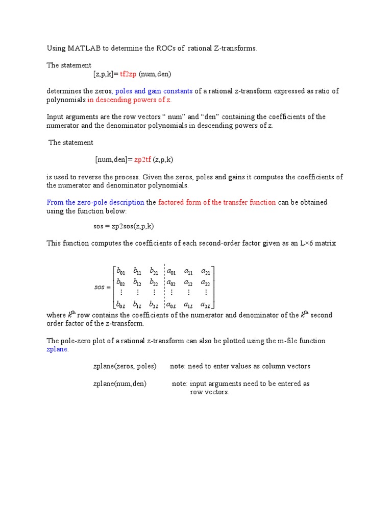 Matlab Z Transform | PDF | Polynomial | Fraction (Mathematics)