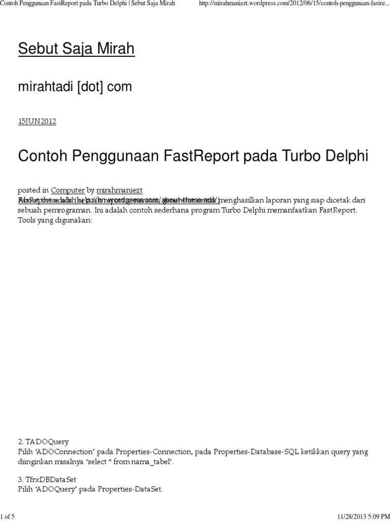 Contoh Penggunaan FastReport | PDF