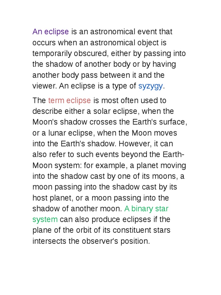 Understanding Eclipses and Syzygy | PDF | Young Adult