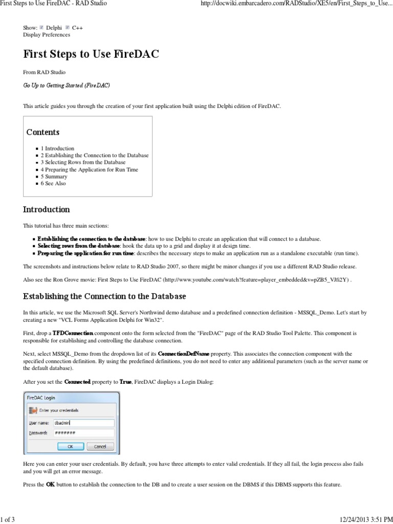 Connecting to a Database and Displaying Data Using FireDAC: A Beginner's Tutorial | PDF | Sql ...