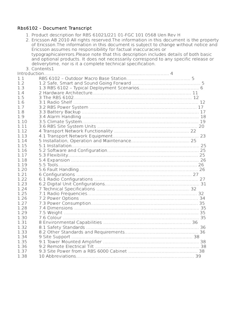 Ericsson Rbs6102 - Document Transcript | PDF | Electronic Engineering ...