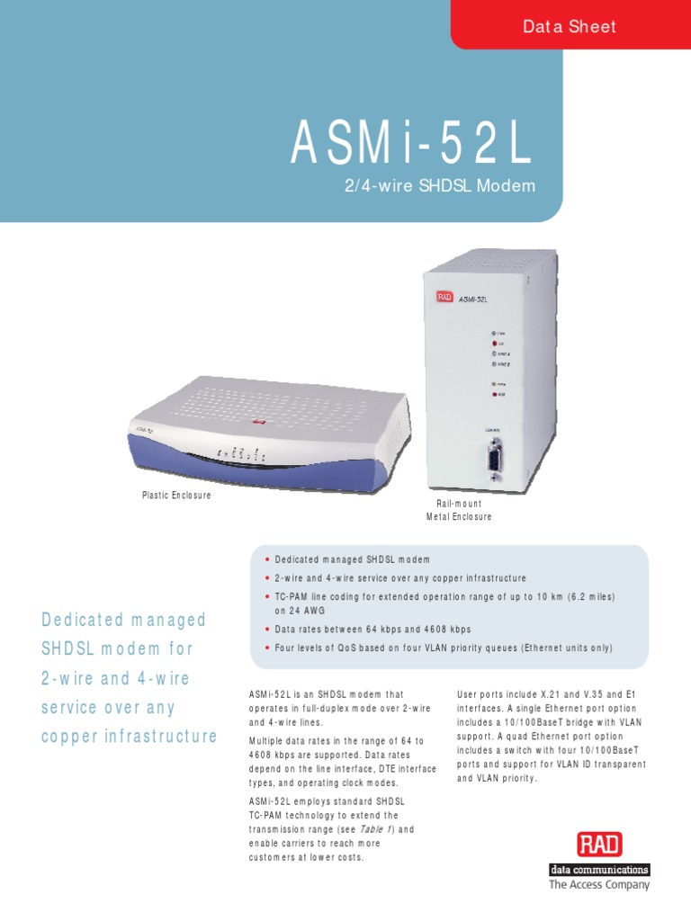 Asmi-52L: 2/4-Wire SHDSL Modem | PDF | Computers