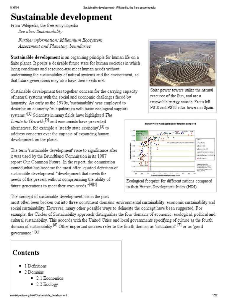 Sustainable Development - Wikipedia, The Free Encyclopedia | PDF ...