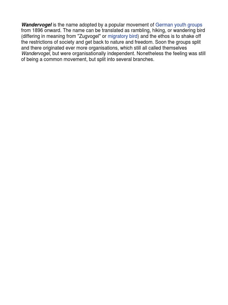Wandervogel: German Youth Movement Origins | PDF | History