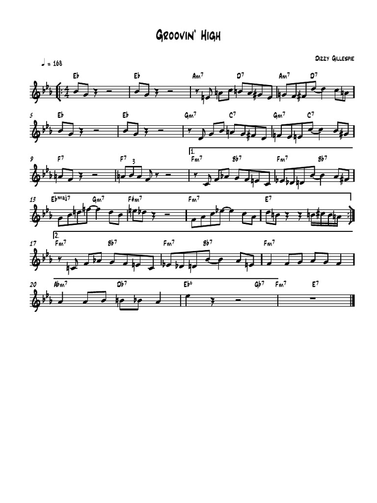 Groovin'High Leadsheet | PDF