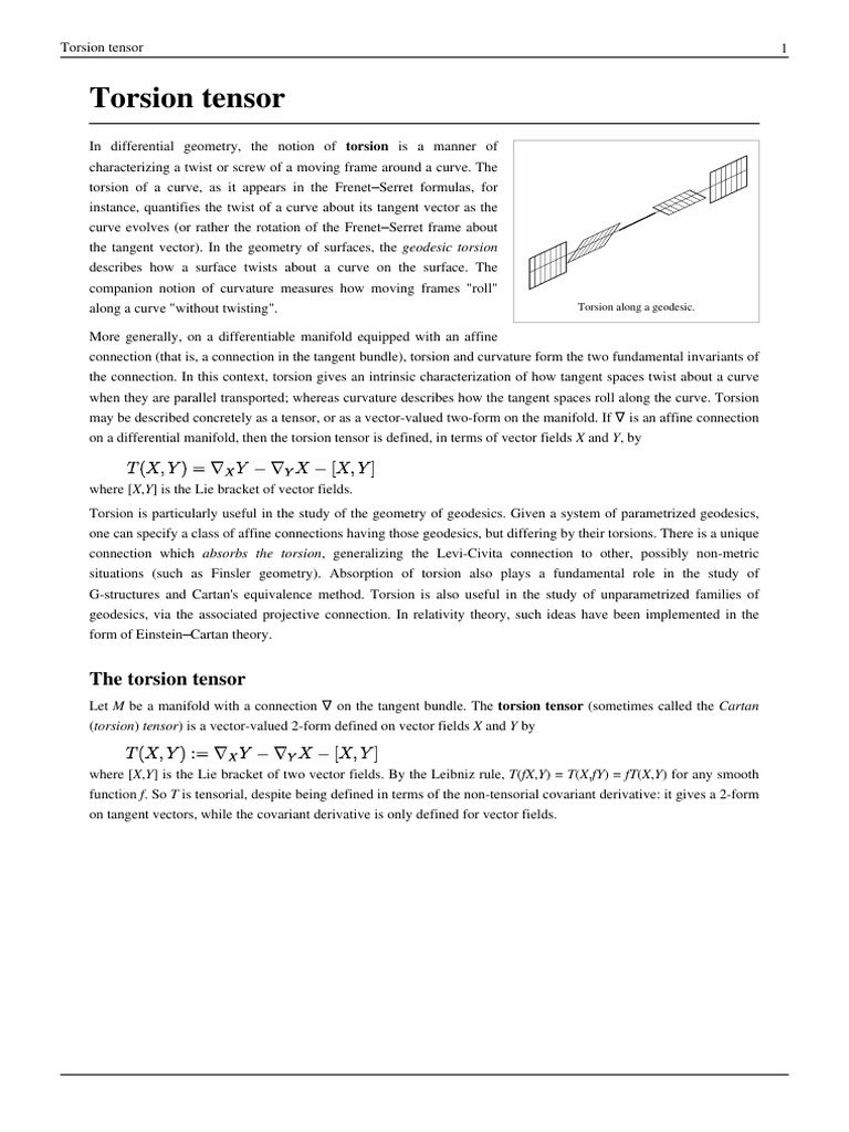 Torsion Tensor | PDF | Differential Topology | Mathematical Analysis
