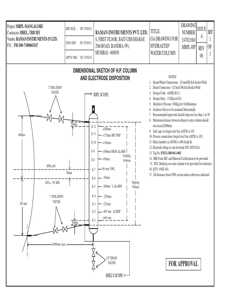Hydrastep Water Column GA Drawing | PDF | Technology & Engineering