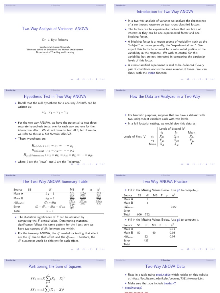 Introduction To Two-Way ANOVA | PDF