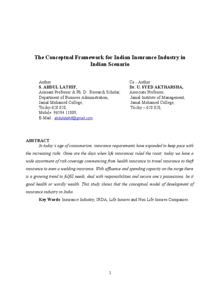 The Conceptual Framework For Indian Insurance Industry | PDF ...