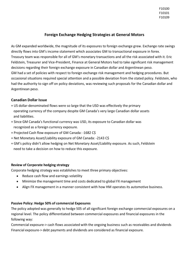 Foreign Exchange Hedging Strategies at General Motors | PDF | Foreign ...
