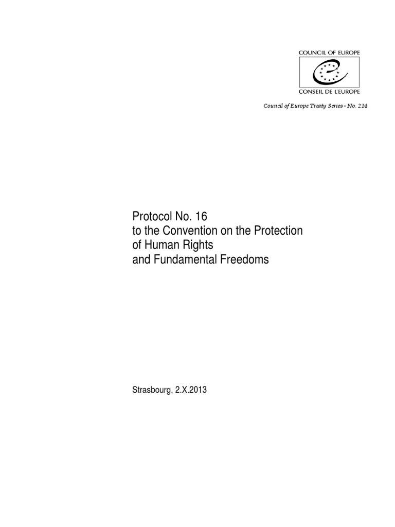 Protocol No. 16 To The Convention On The Protection of Human Rights and ...