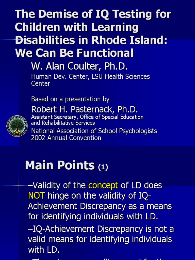 The Demise of IQ Testing For Children With Learning Disabilities in ...