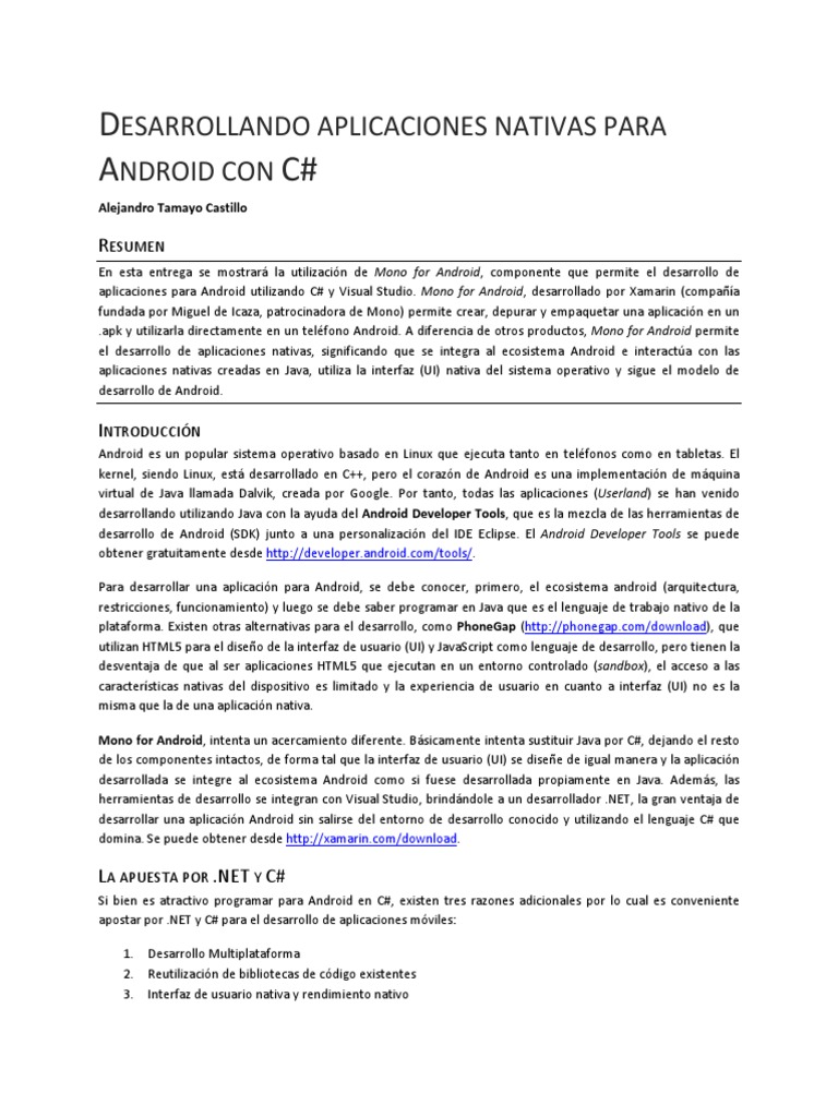 Desarrollando Aplicaciones Nativas para Android Con CSharp PDF | PDF ... Desarrollando Aplicaciones Nativas para Android Con CSharp PDF | PDF ...