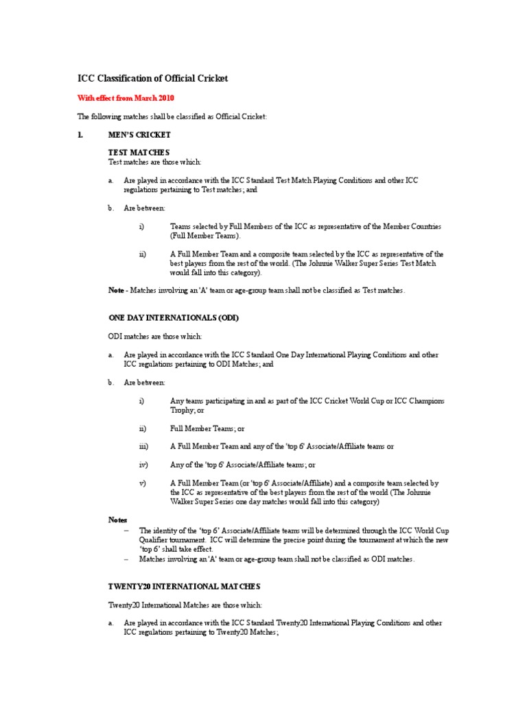 518a6d746dd9c-ICC Classification of Official Cricket | PDF | Test ...