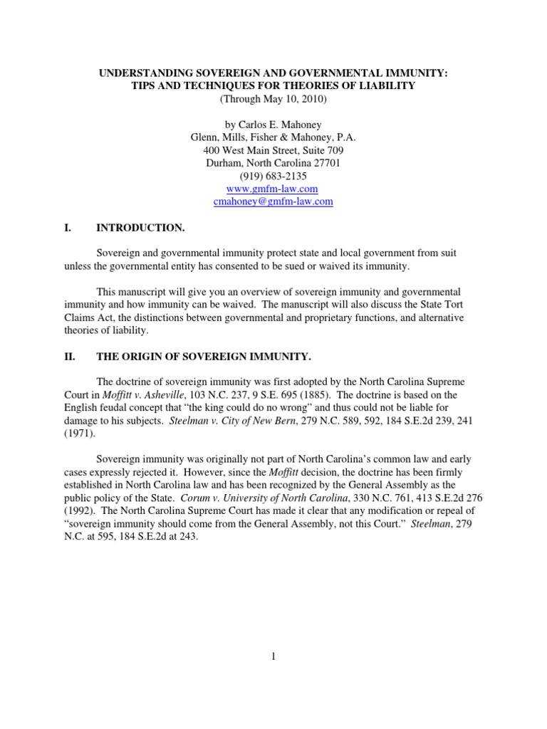 Understanding Sovereign and Governmental Immunity | PDF | Sovereign ...