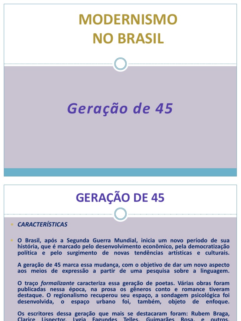 Geração de 45 | PDF | Prosa | Poesia