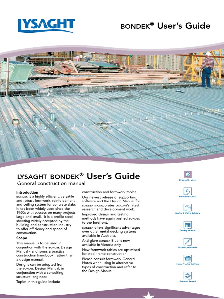 Bondek User Guide | PDF | Framing (Construction) | Concrete