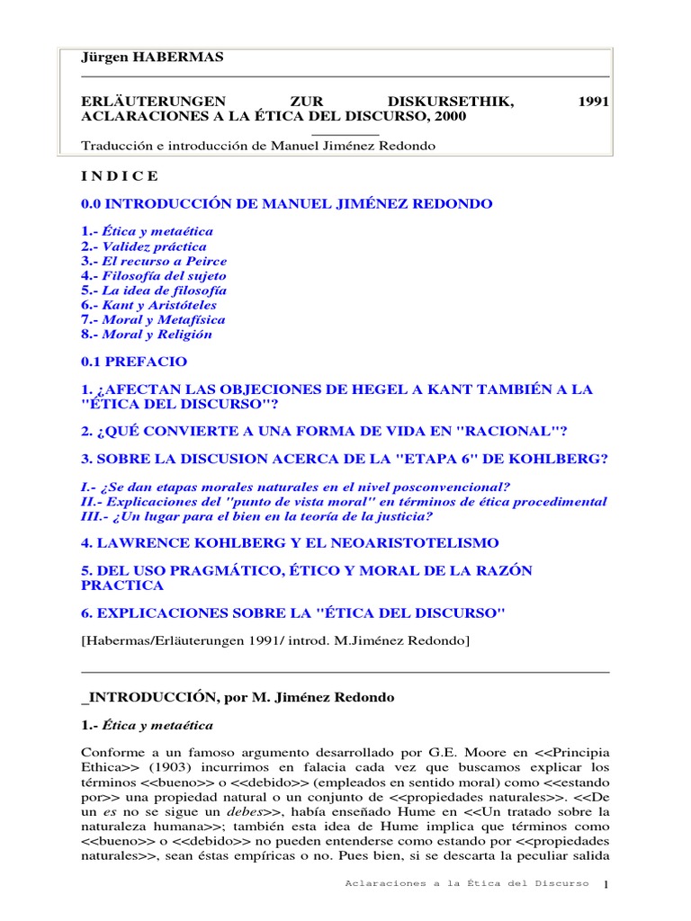 Habermas Jurgen - Etica Del Discurso (Doc) | PDF