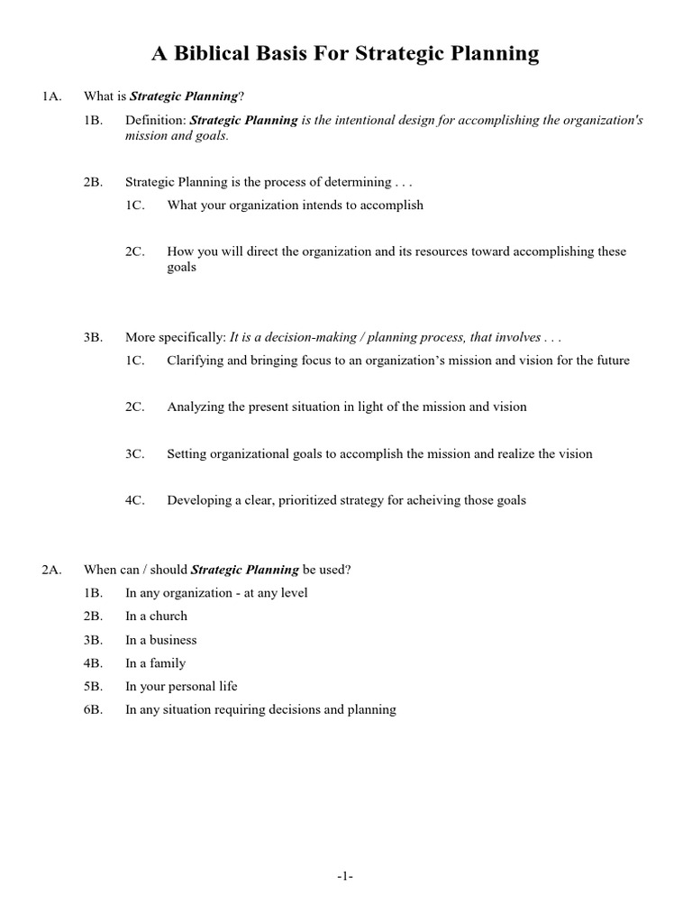 Biblical Basis For Strategic Planning - Sample | PDF | Strategic ...
