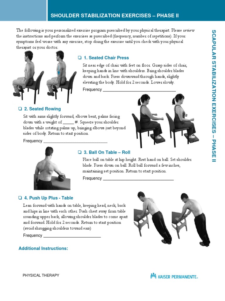 Shoulder Stabilization Exercises Phase II - tcm28-180864 | PDF ...