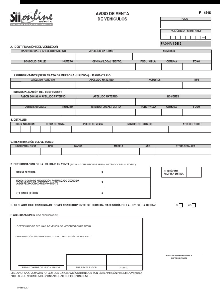 WWW - Sii.cl Formularios Imagen F1816 | PDF | Contribuyente | Depreciación