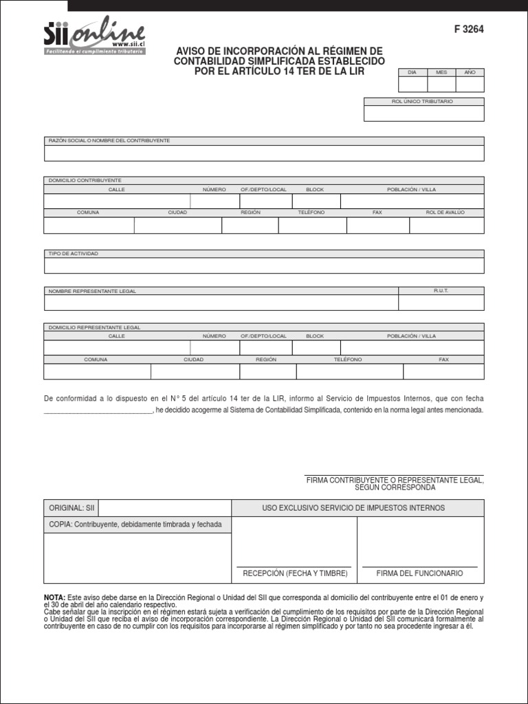 WWW - Sii.cl Formularios Imagen F3264 | PDF