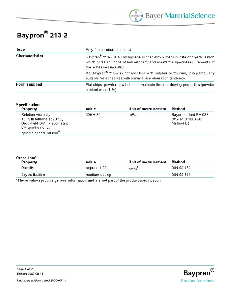 Baypren 213-2 | PDF | Solubility | Industrial Processes
