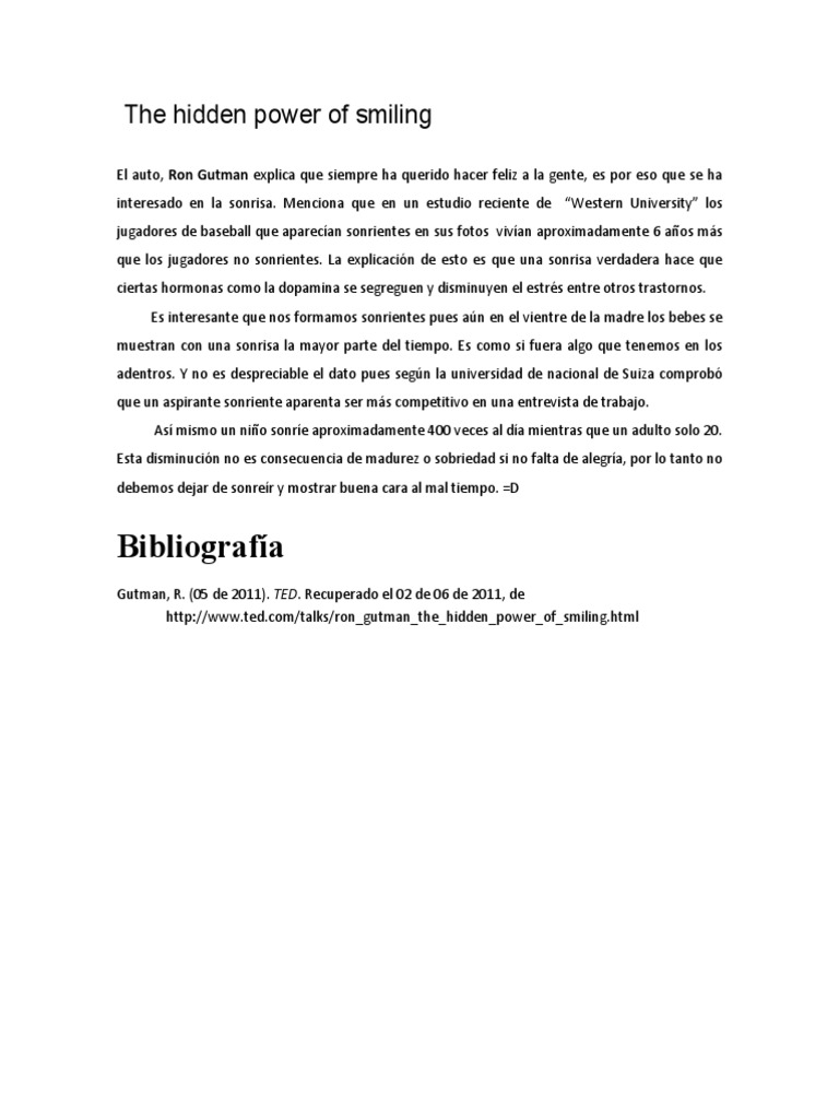 The Hidden Power of Smiling | PDF | Relaciones personales, crianza y ...