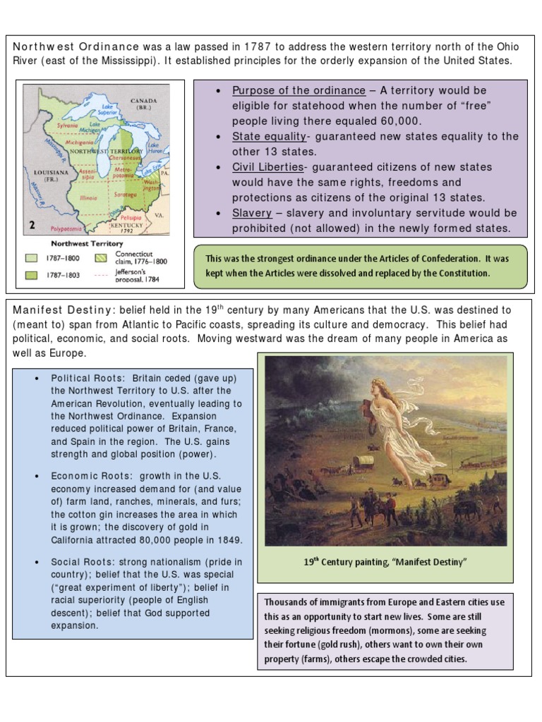 Study Cards Northwest Ordinance Manifest Destiny | PDF | The United ...